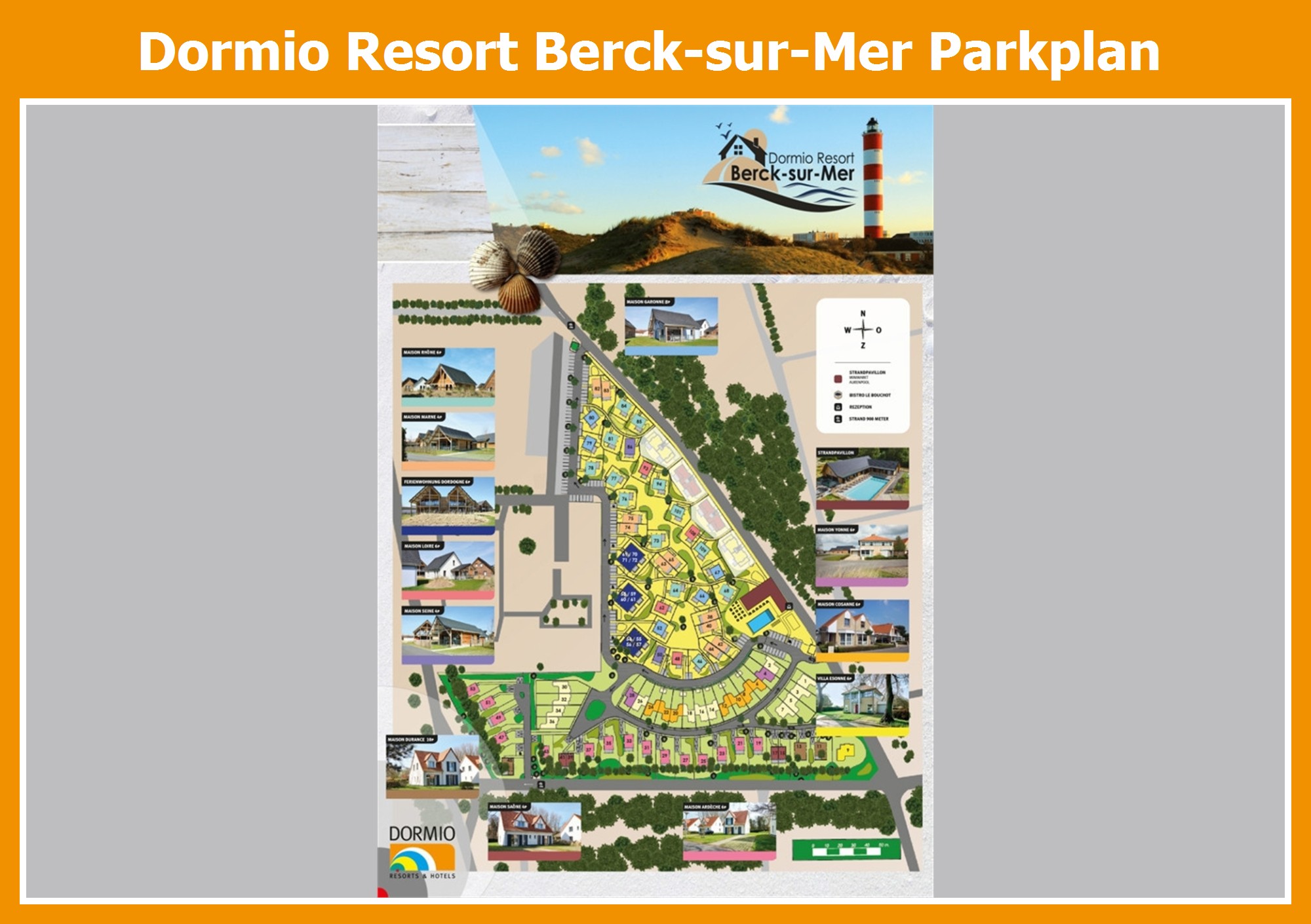 Dormio Resort Berck-sur-Mer Karte mit allen Ferienhäusern und ...