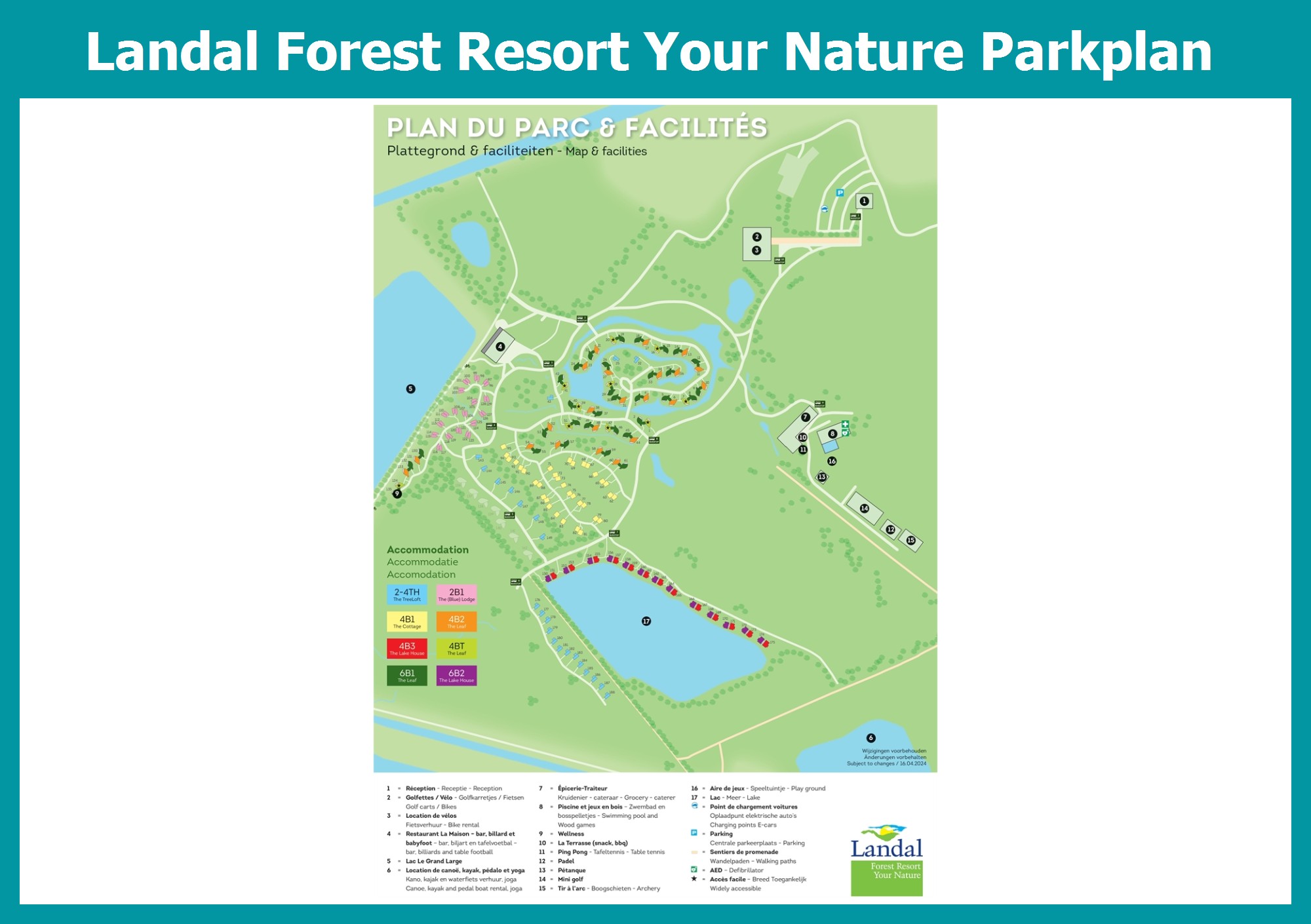 Landal Forest Resort Your Nature Karte mit allen Ferienhäusern und ...