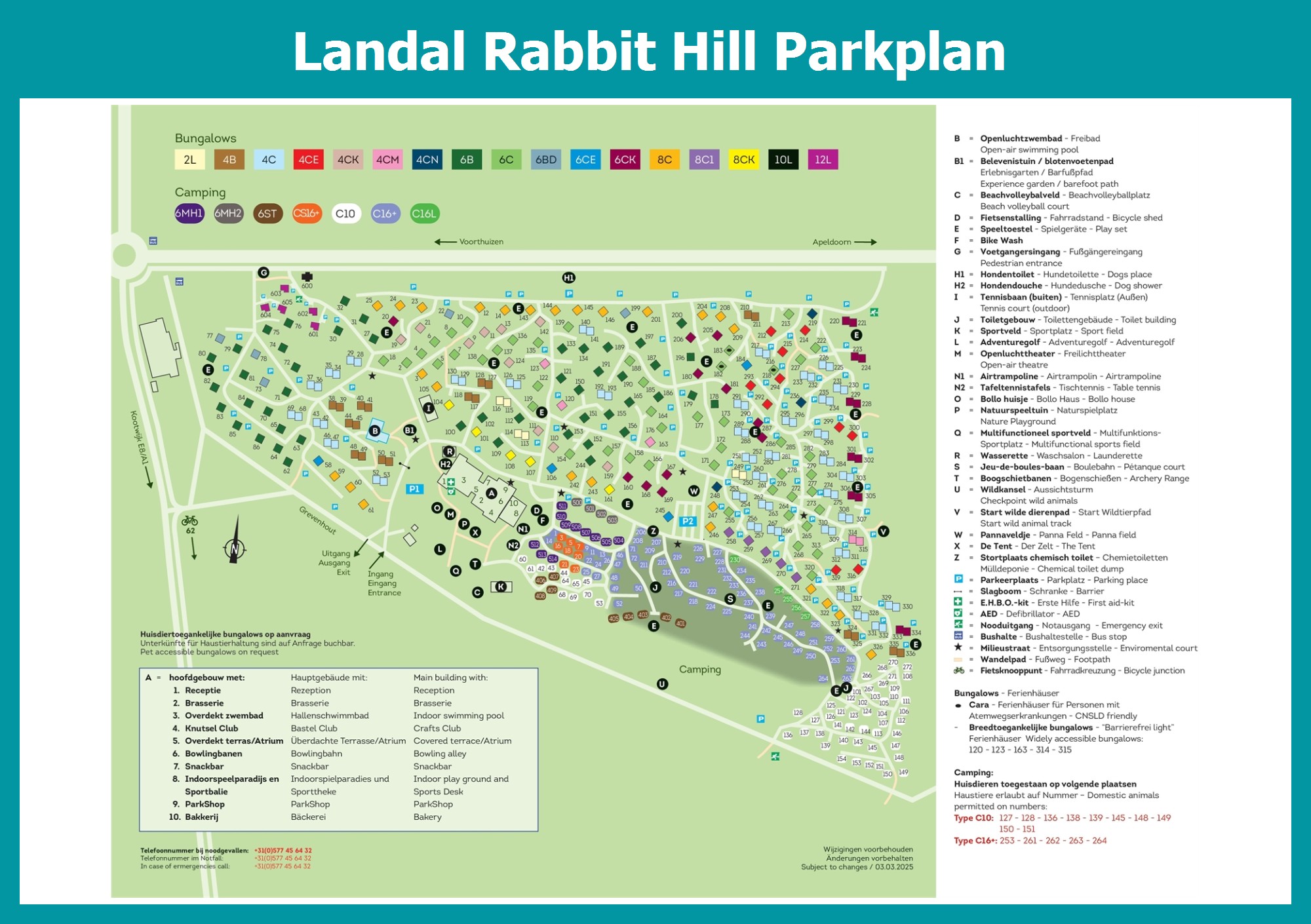 Landal Rabbit Hill Karte mit allen Ferienhäusern und Einrichtungen ...