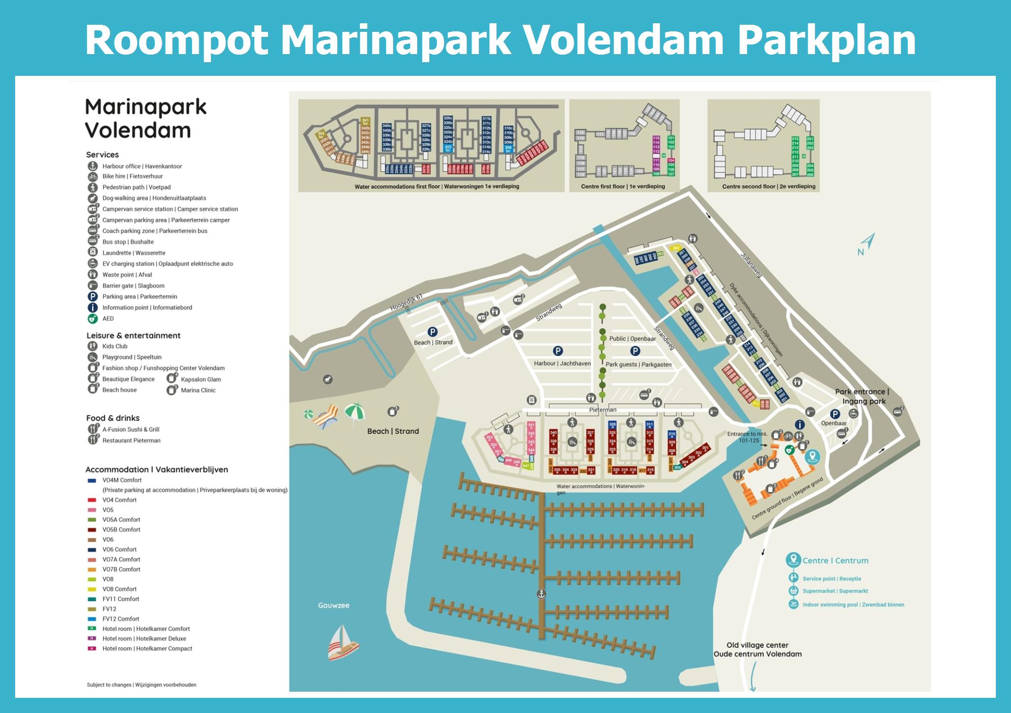 // Roompot Marinapark Volendam Karte mit allen Ferienhäusern und ...